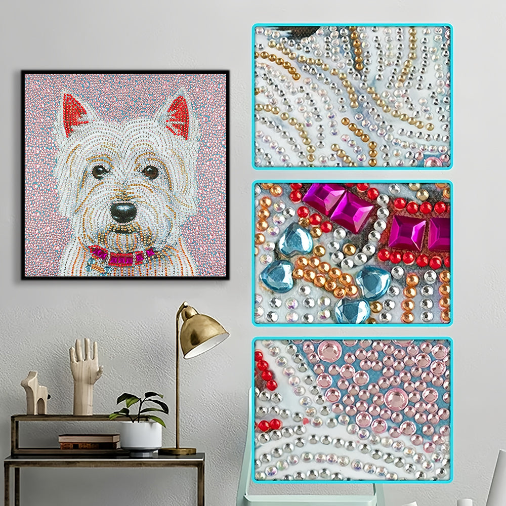 Diamond Painting Shop - Witte West Highland-hond Speciaal Gevormde ...
